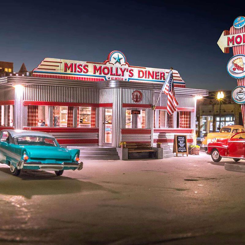 Woodland Scenics HO Scale, Miss Molly's Diner, Built & Ready | Tower ...