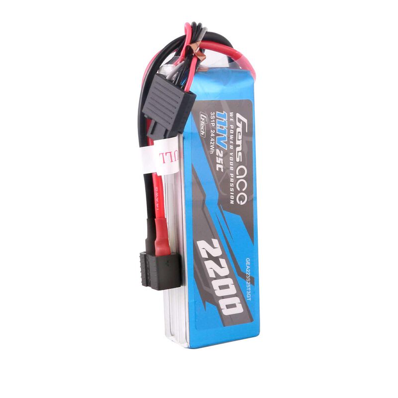 Gens ace 11.1V 2200mAh 3S 25C G-Tech LiPo Battery: EC3/ Deans/ XT60 ...