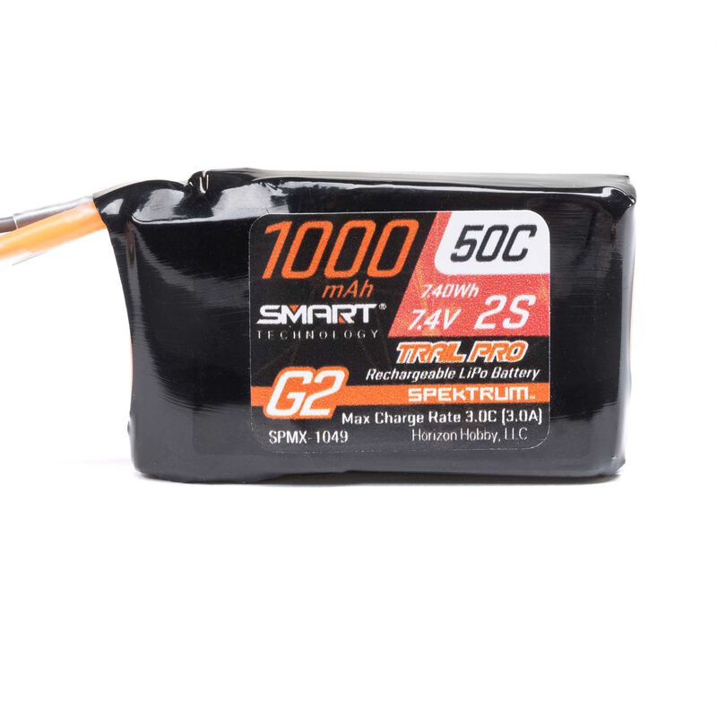 Spektrum Accessories 7.4V 1000mAh 2S 50C Smart G2 Trail Pro LiPo ...