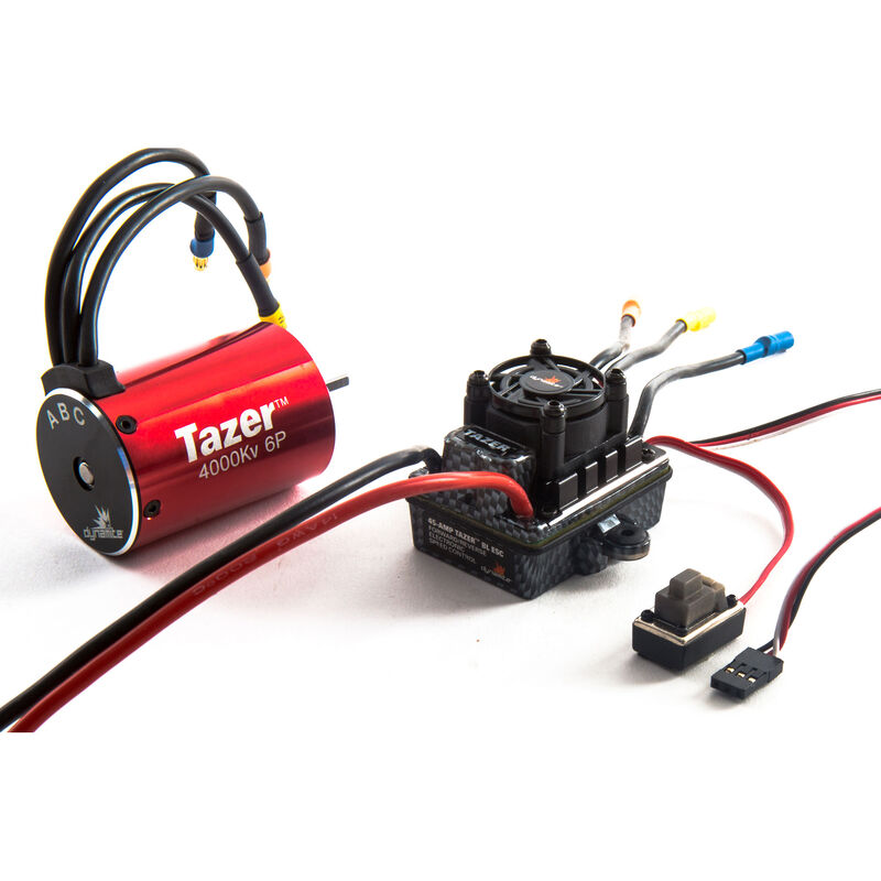 Dynamite Tazer 1/10 6-Pole Waterproof ESC/Brushless Motor Combo V2, 4000Kv: 3.5mm Bullet, EC3
