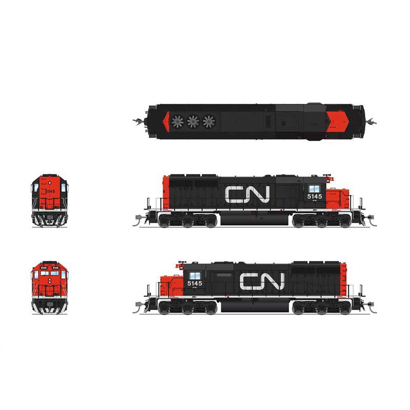 Broadway Limited Imports HO EMD SD40 Locomotive, CN 5228, CN Noodle