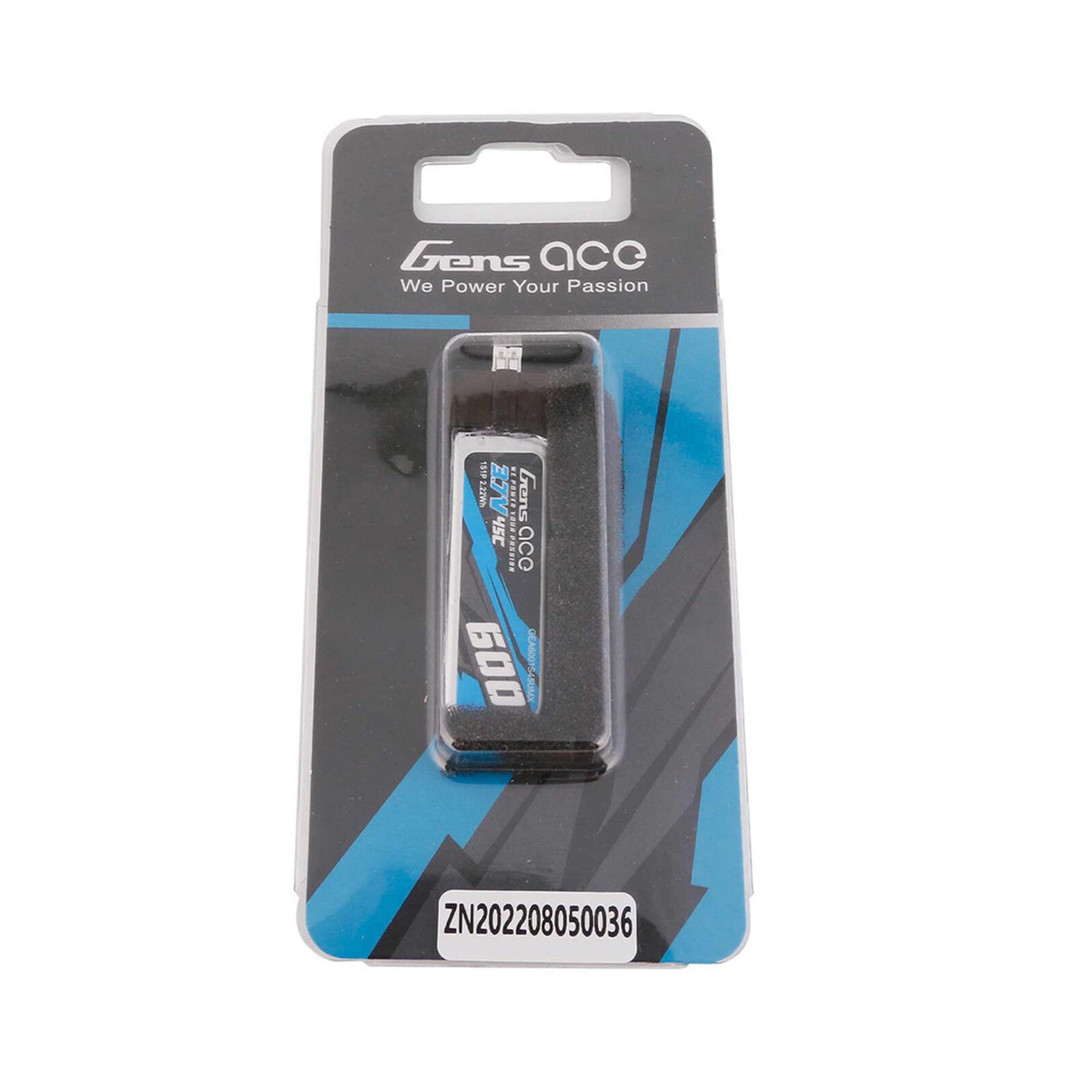 Gens ace 3.7V 600mAh 1S 45C LiPo Battery: JST-PHR | Tower Hobbies