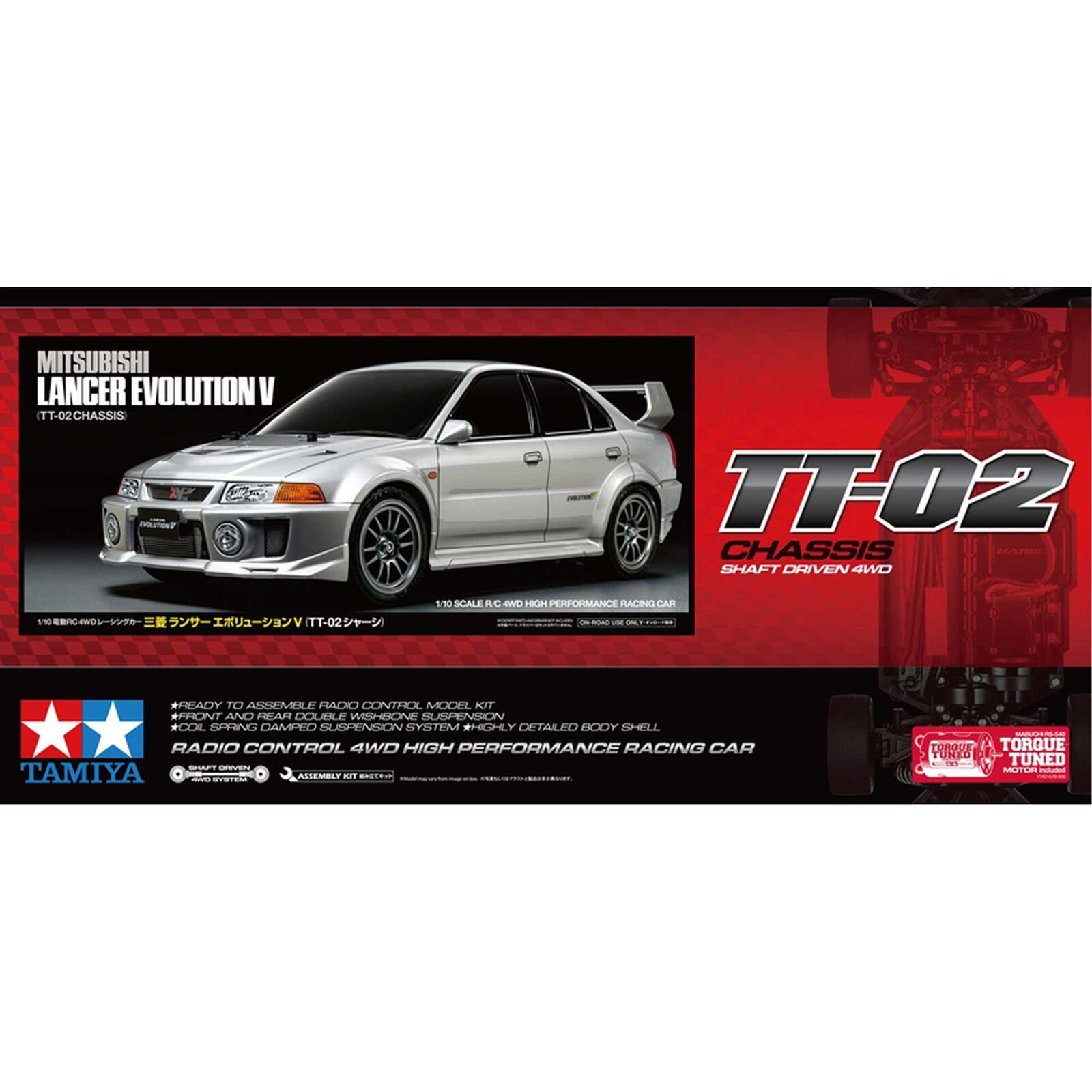 Tamiya 1/10 Mitsubishi Lancer Evolution V TT-02 4x4 On-Road Touring Kit ...