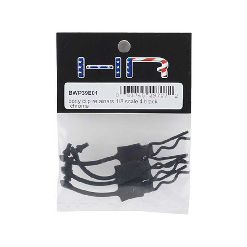 Hot Racing Body Clip Retainers 1/8 Scale, Black (4) | Tower Hobbies