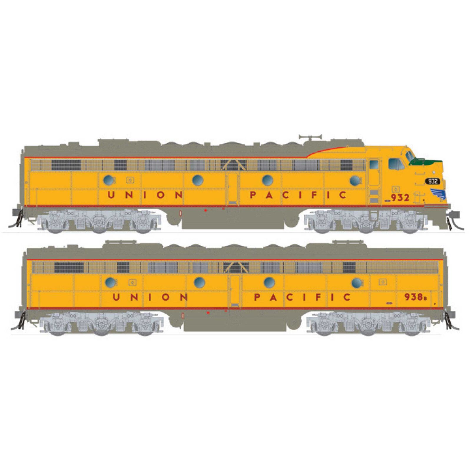 Rapido Trains Inc. HO EMD E8A + E8B (DC/Silent): UP: #940 + #941B ...