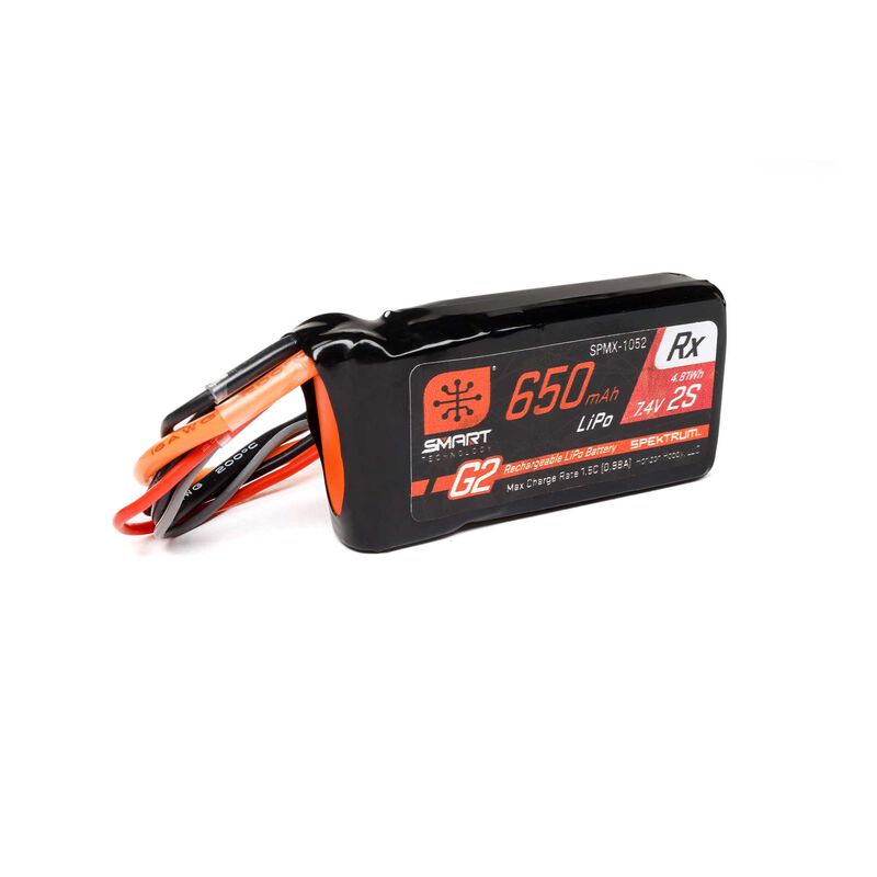 Spektrum Accessories 7.4V 650mAh 2S 15C Smart G2 Receiver LiPo Battery ...
