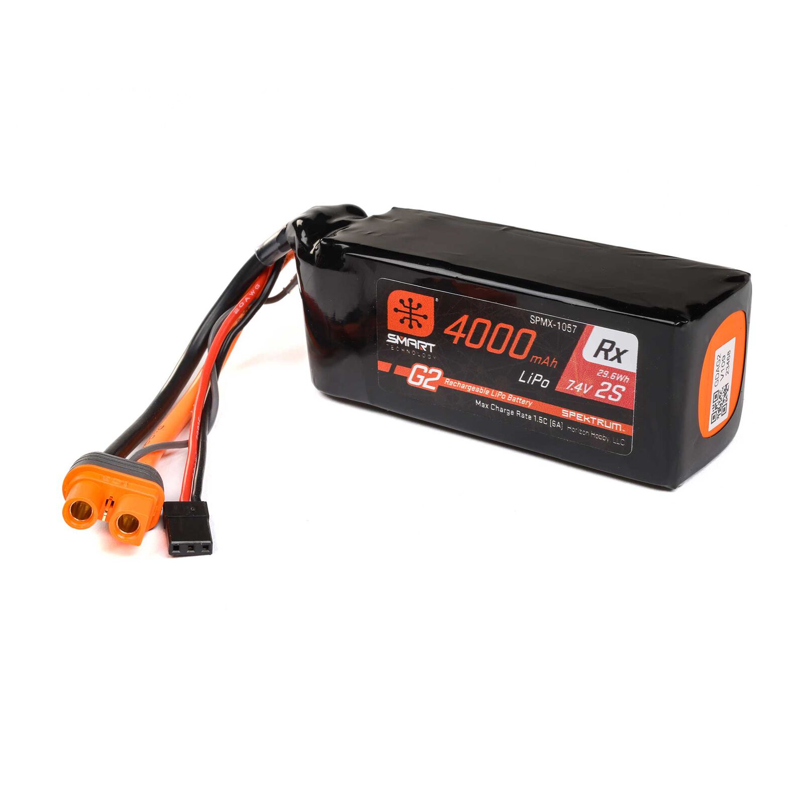 Spektrum Accessories 7.4V 4000mAh 2S 15C Smart G2 Receiver LiPo Battery ...