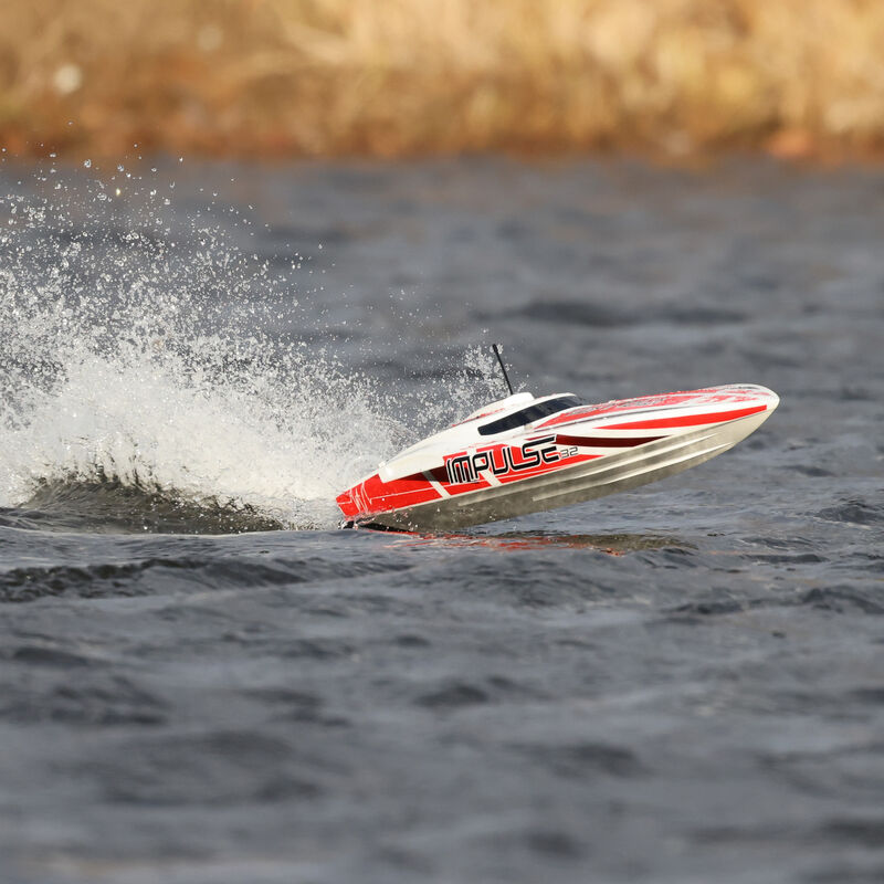 Pro Boat Impulse 32" Brushless Deep-V RTR with Smart, White/Red