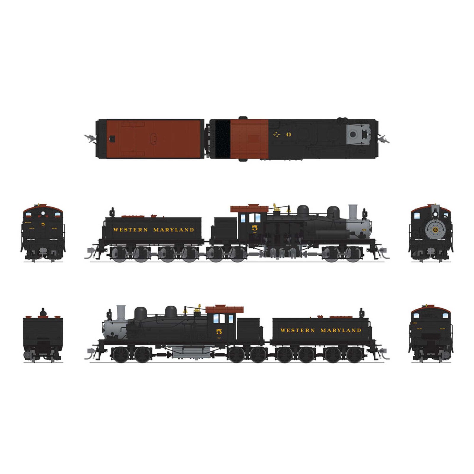 Broadway Limited Imports HO Class D 4 Truck Shay Locomotive, WM #5 with ...