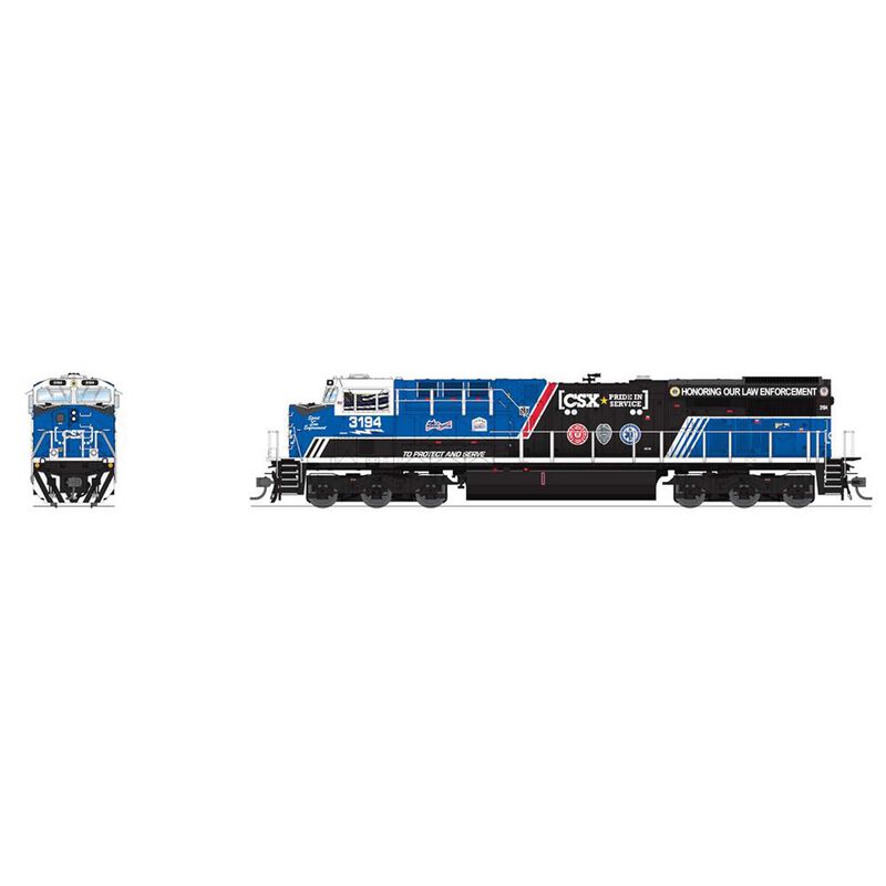 Broadway Limited Imports HO GE ES44AC Locomotive, Pride in Service Law Enforcement, Paragon4 CSX ...