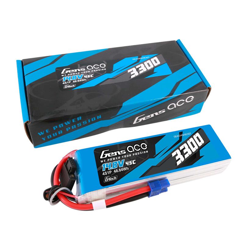 Gens ace 14.8V 3300mAh 4S 45C G-Tech Smart LiPo Battery: EC3