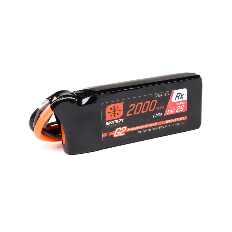 Spektrum Accessories 7.4V 2000mAh 2S 15C Smart G2 Receiver LiPo Battery ...