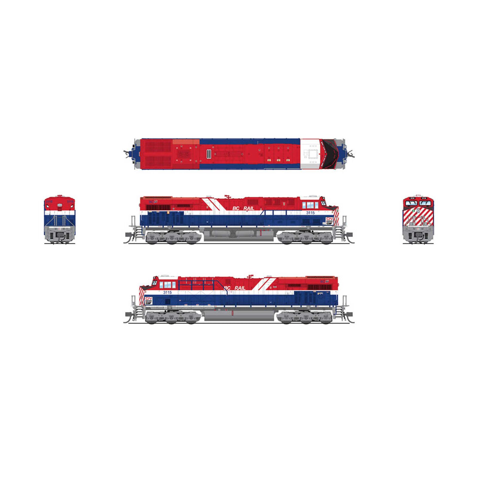 Broadway Limited Imports N GE ES44AC Locomotive, CN 3115, BC Rail ...