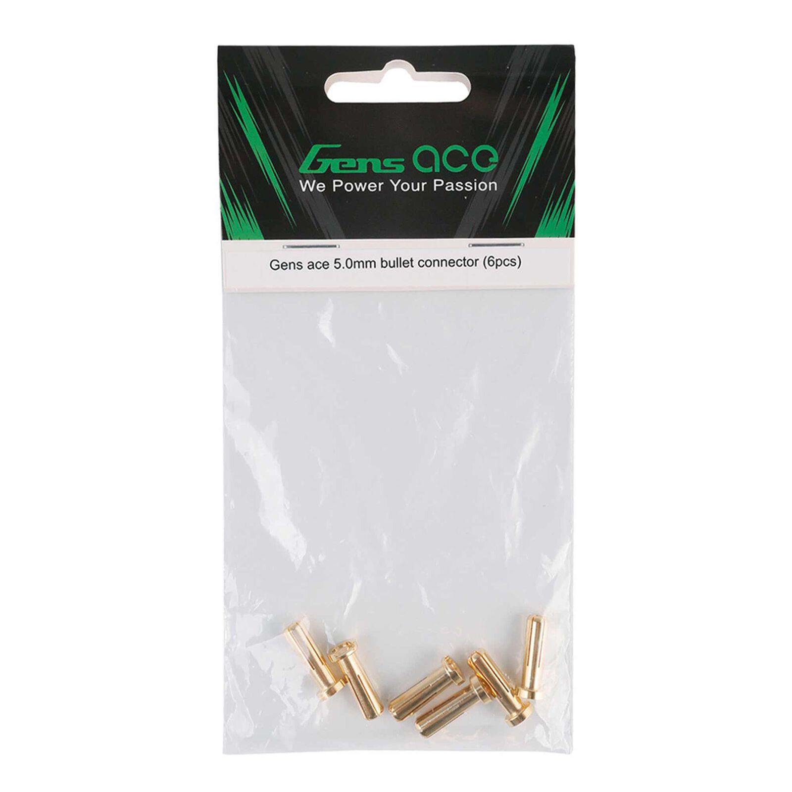 Gens ace 5.0mm Bullet Connector, Male, Flat (6) | Tower Hobbies