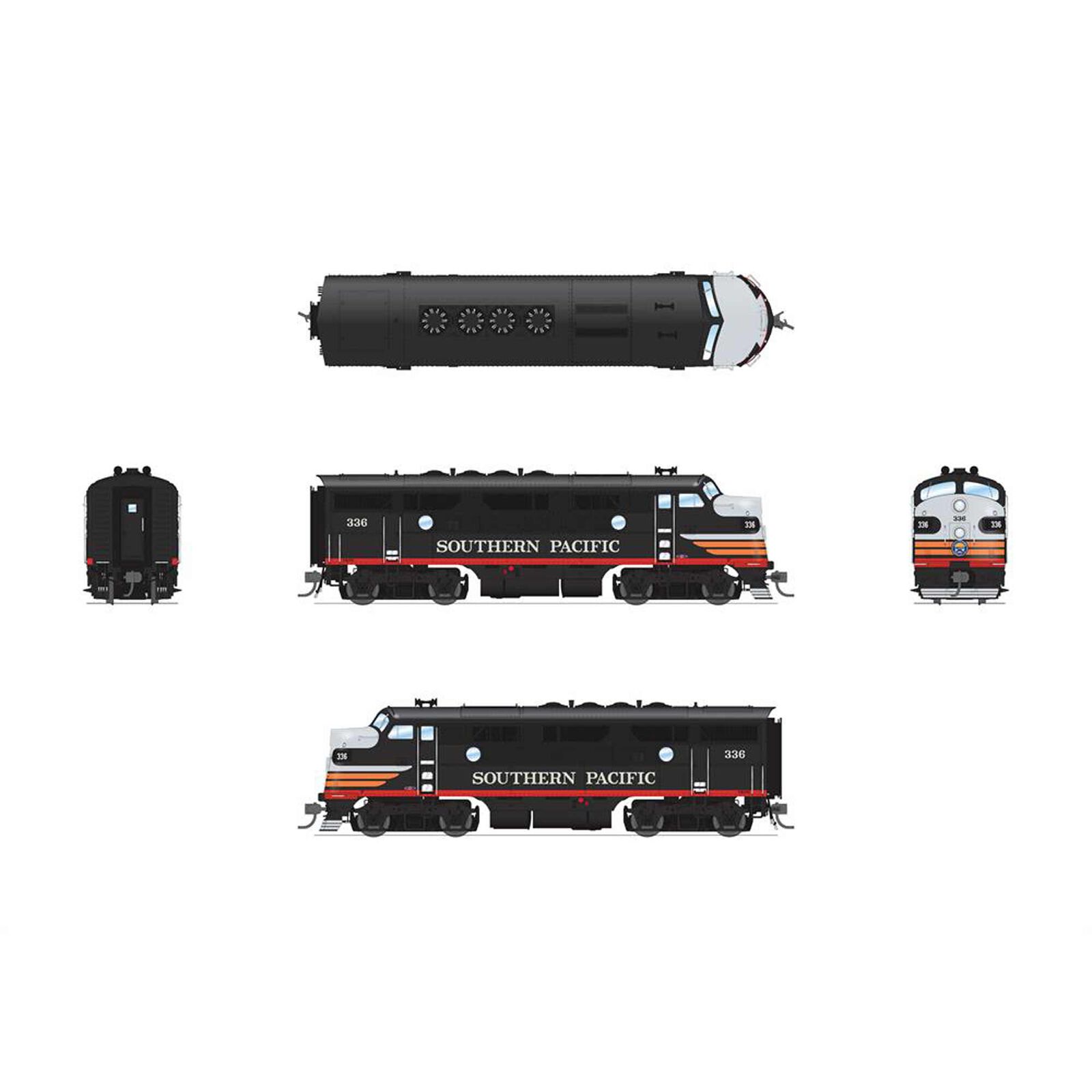 Broadway Limited Imports HO EMD F3 Locomotive A/B, SP 336 / 536, Black ...
