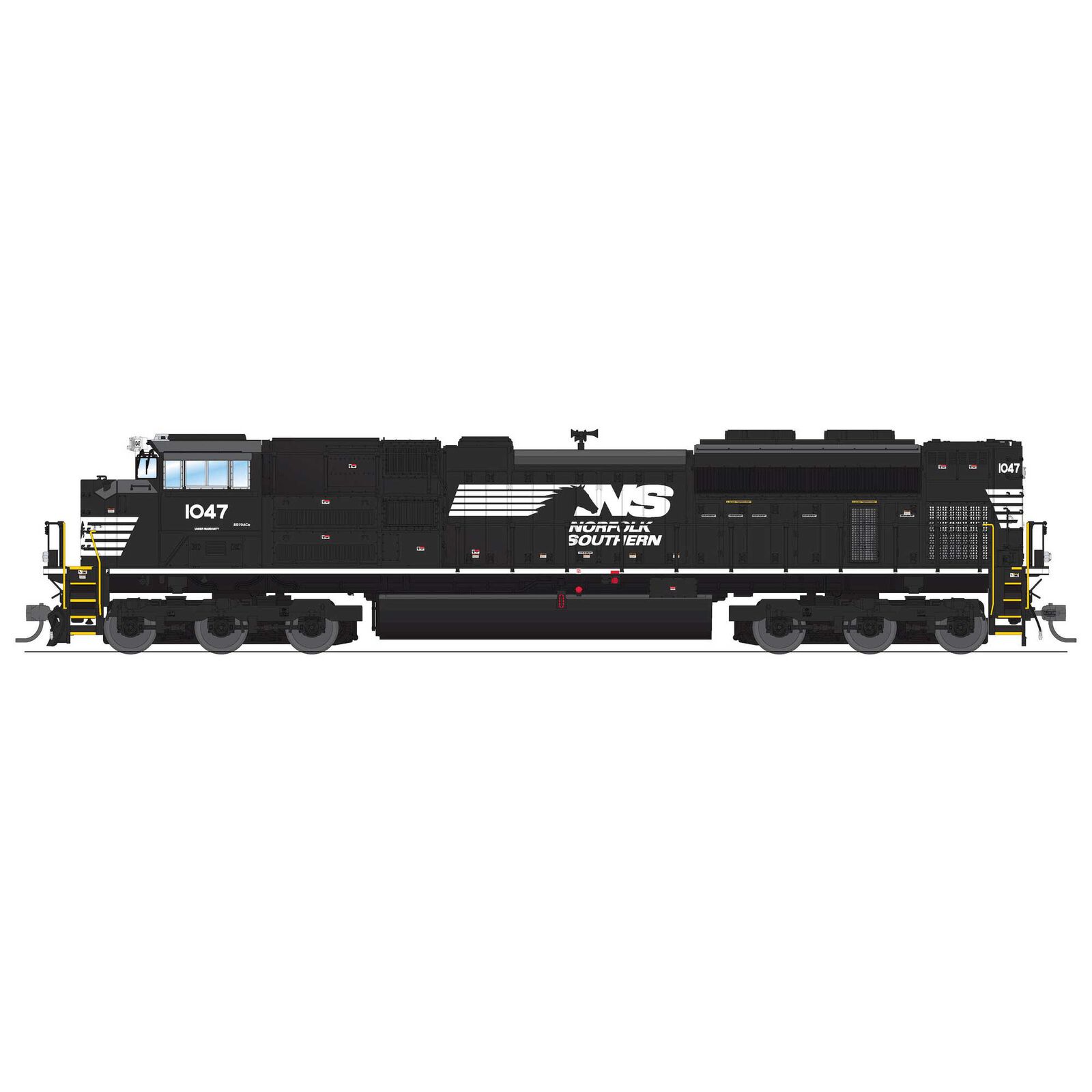 Broadway Limited Imports HO EMD SD70ACe Locomotive with DCC & Sound, NS 1055 Black / White