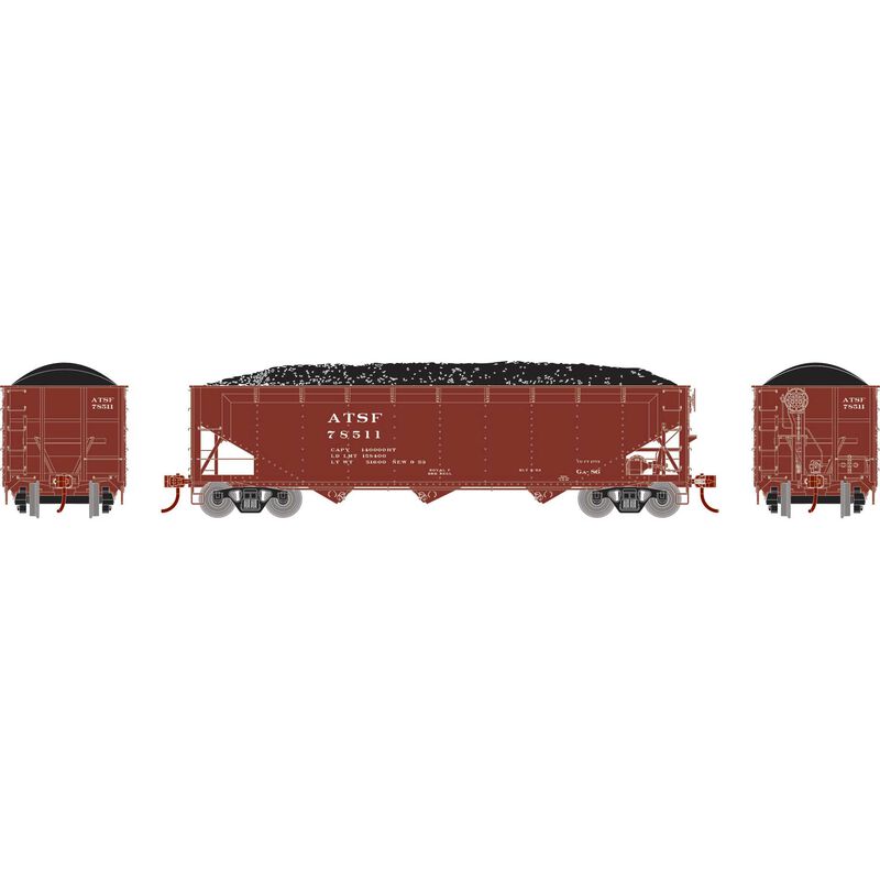 Athearn HO 40' Offset Coal Hopper with Load, ATSF #78511