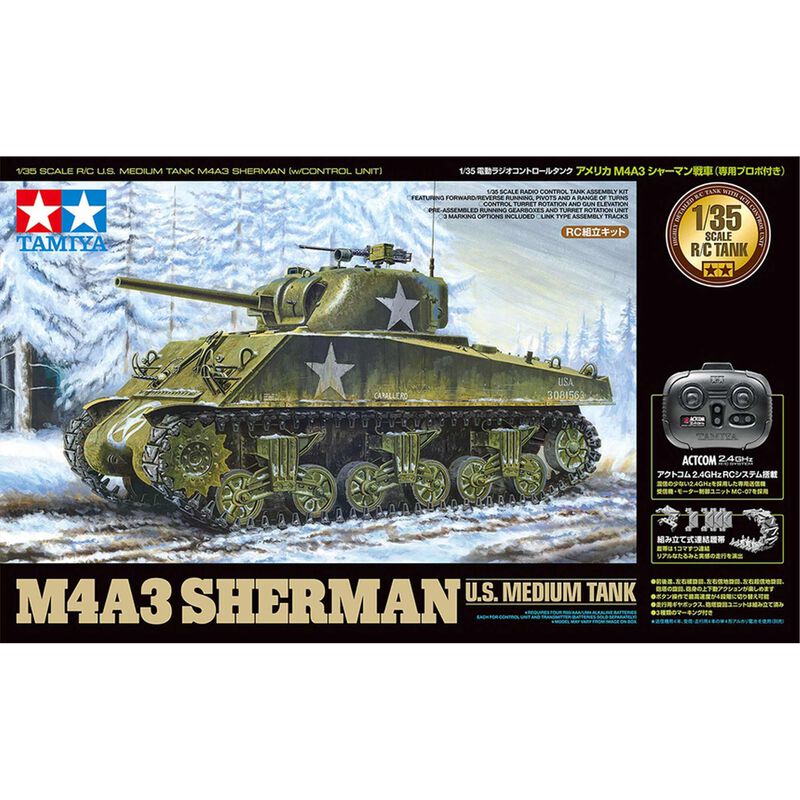 Tamiya 1/35 RC US Medium Tank M4A3 Sherman with Control Unit