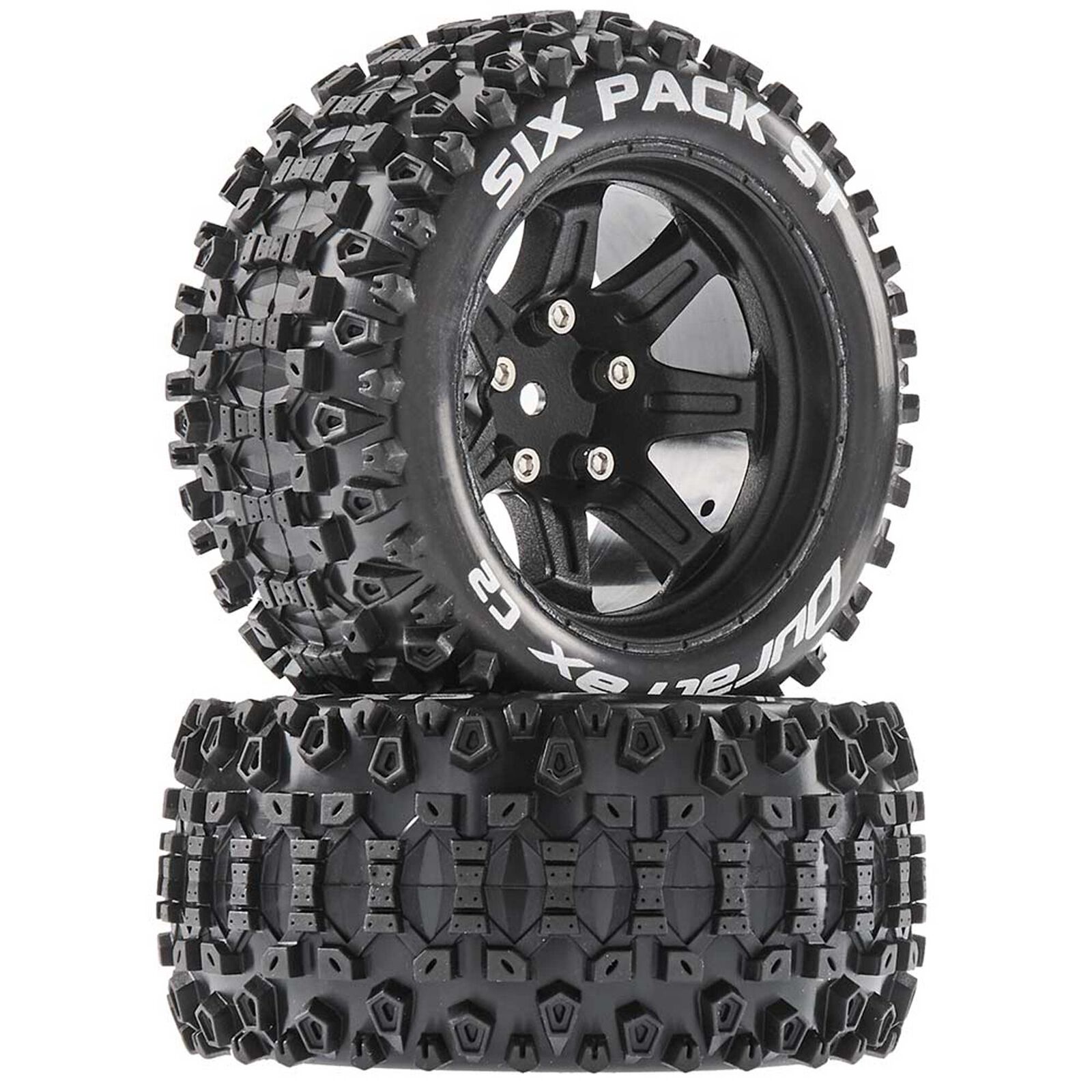 Duratrax Six-Pack ST 2.8 Mounted Tires, Black 14mm Hex (2) | Tower Hobbies