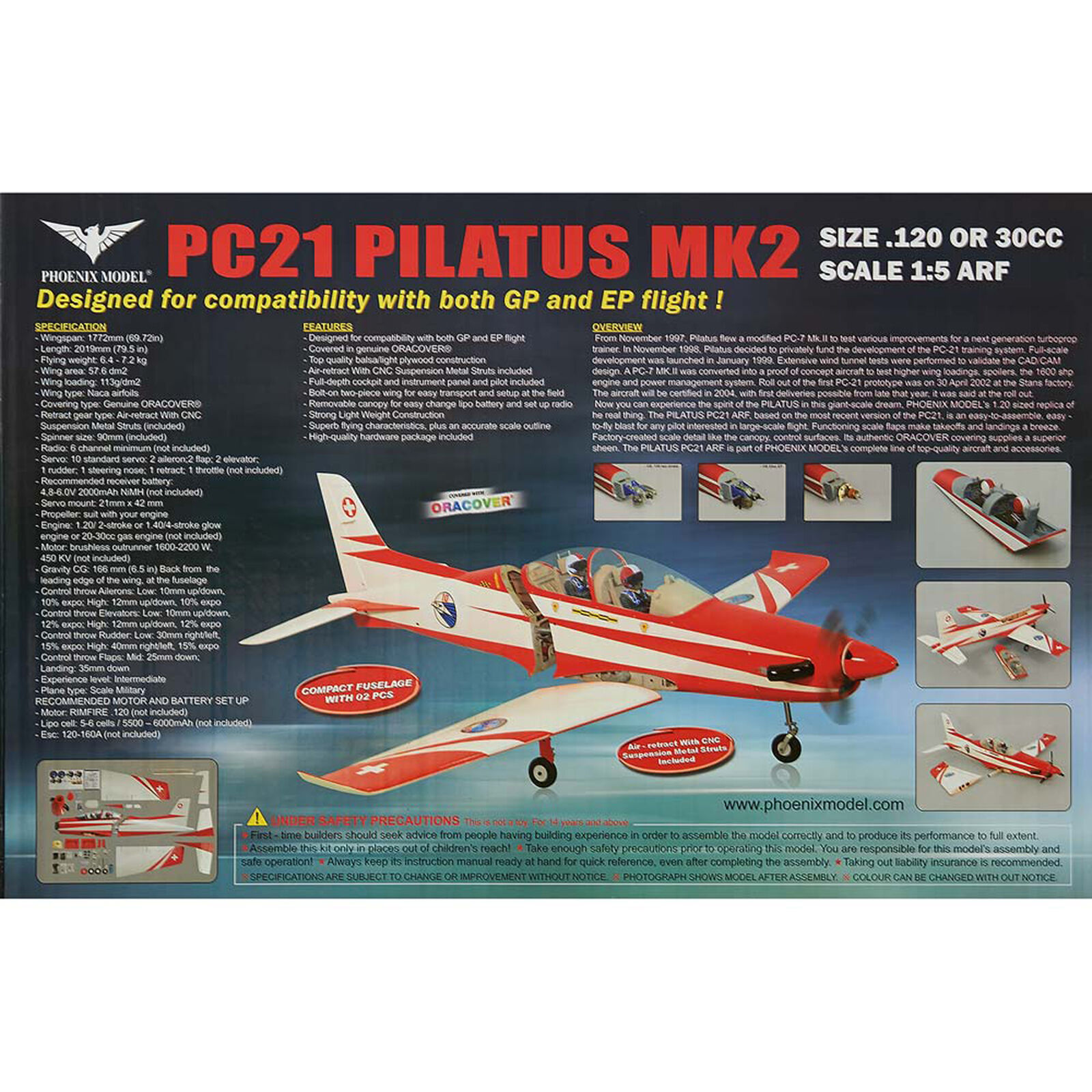 Phoenix Model PC-21 Pilatus Mk2 GP EP Gas ARF 69.7"