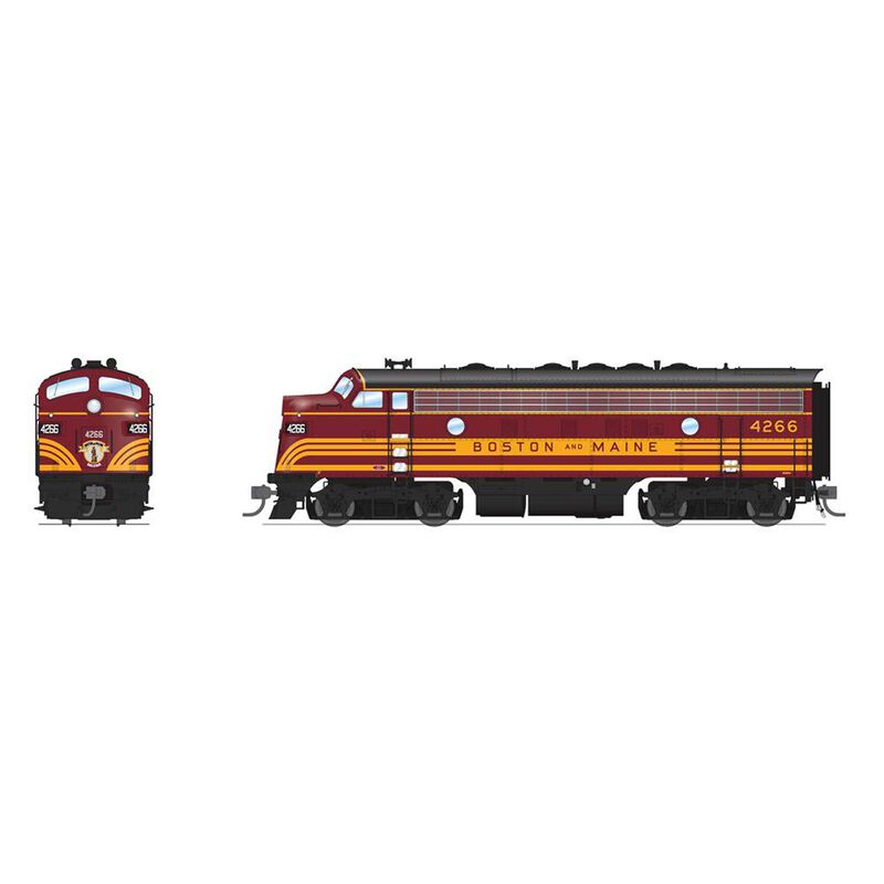 Broadway Limited Imports HO EMD F7A Locomotive, B&M 4266, Maroon & Imitation Gold