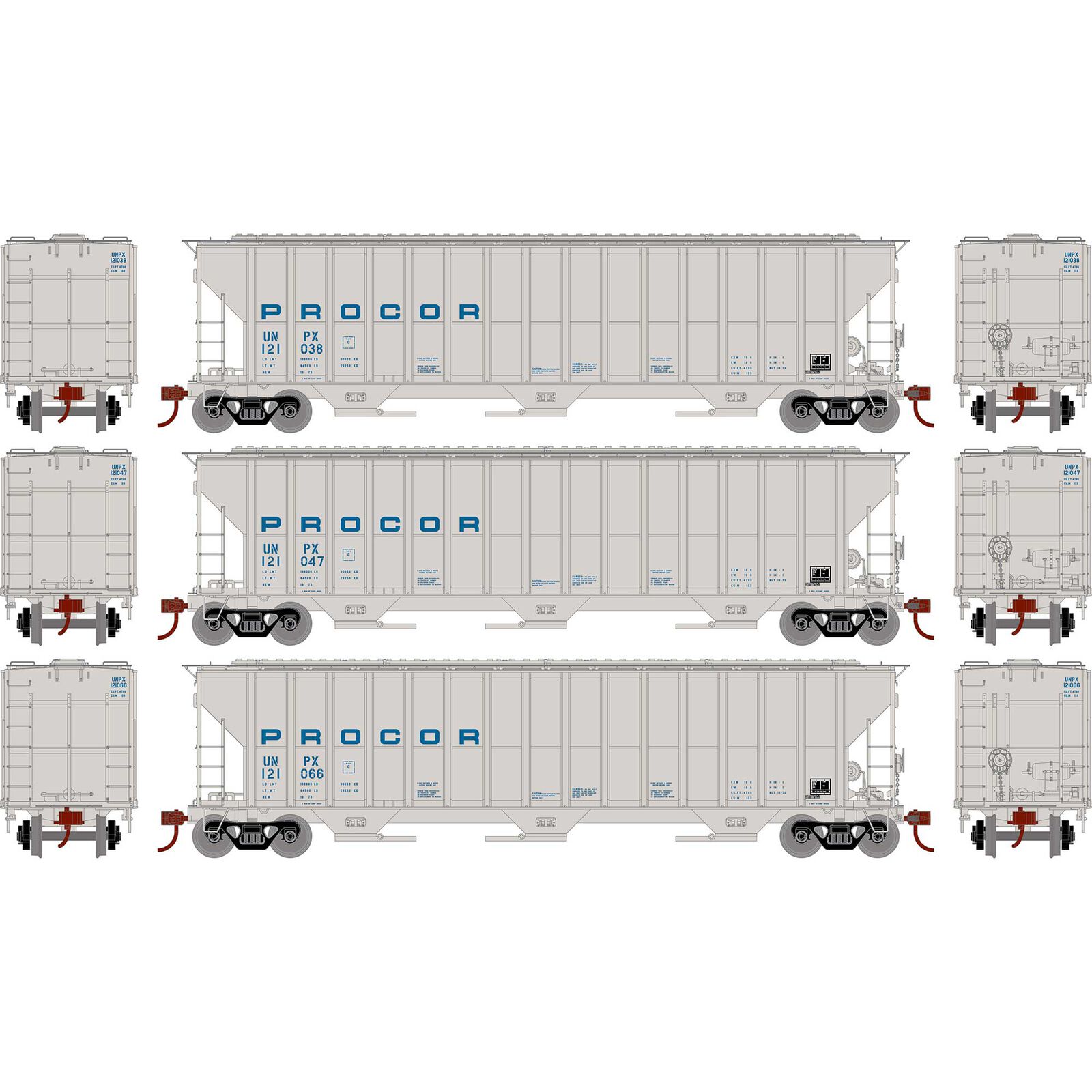 Athearn HO RTR FMC 4700 Covered Hopper, UNPX (3)