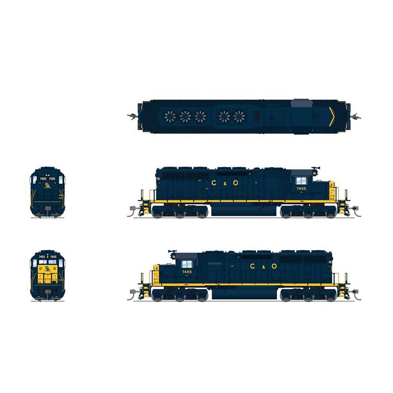 Broadway Limited Imports HO, EMD SD40, Blue with Yellow, Paragon 4, C&O 7462
