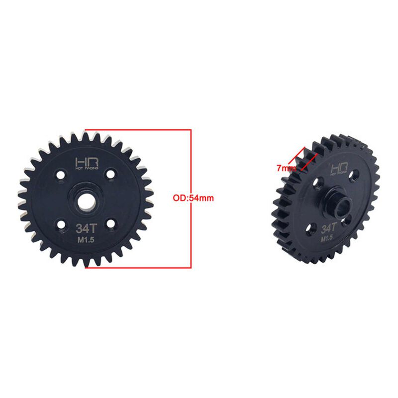 Hot Racing Steel Spur Gear 34T 1.5 Mod: Traxxas Sledge